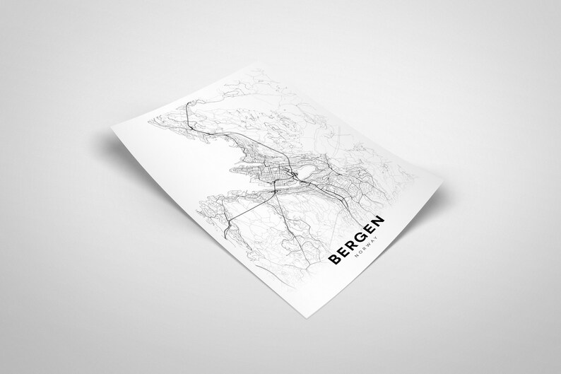 Bergen Map Print, Bergen City Map Poster, Street Map Art, Modern Wall ...