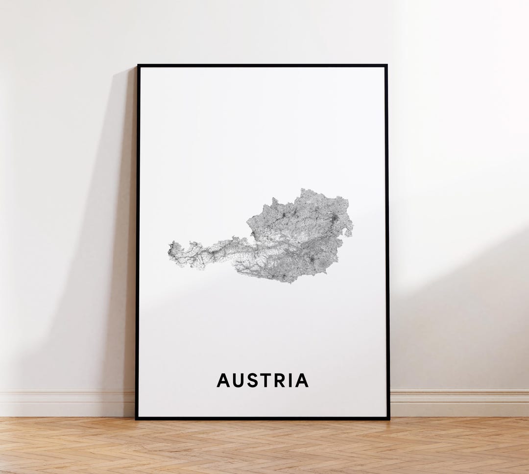 Austria Map Print, Austria Road Map Poster, Austria Country Map Poster ...