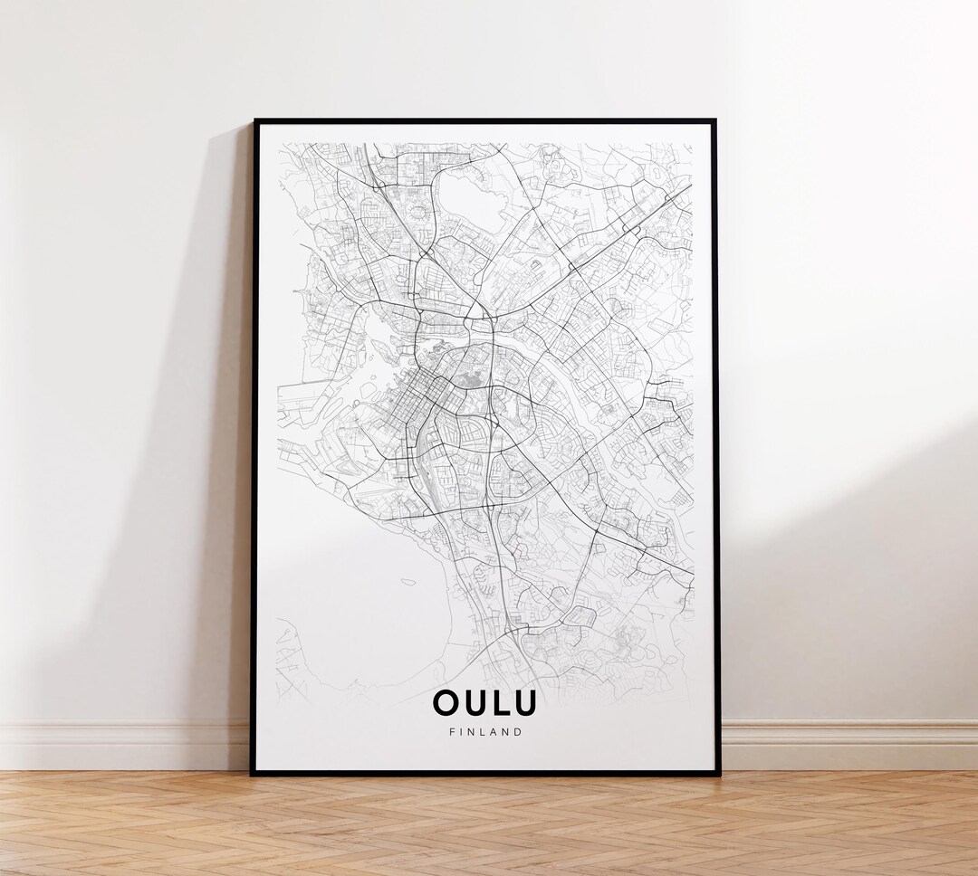 Oulu City Map, Oulu Street Map, Oulu Finland Modern Map Print, City Map ...