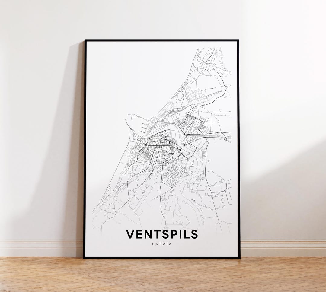 Ventspils City Map, Ventspils Map Print, Ventspils Latvia Minimalist ...