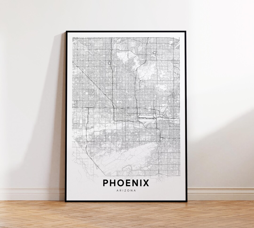 Phoenix City Map Print, Phoenix City Map Poster, AZ Street Map Art ...