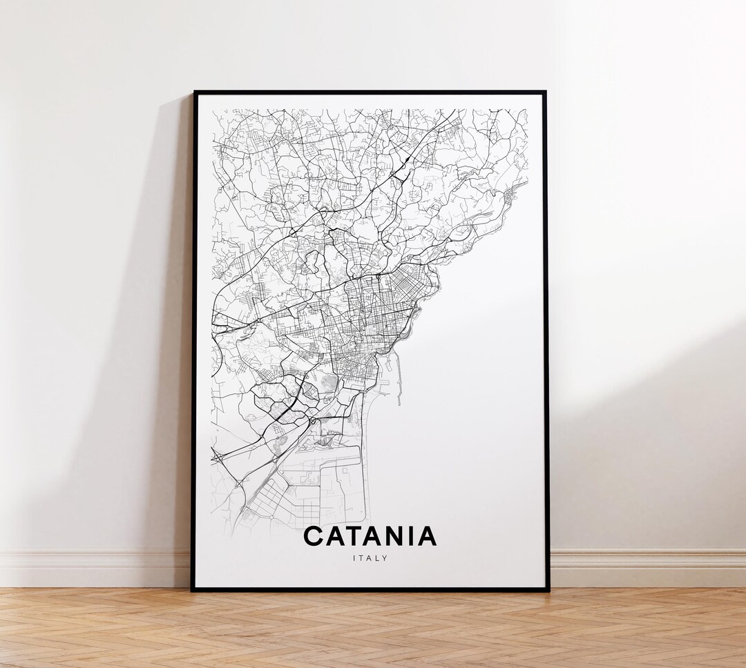Catania City Map, Catania Street Map, Catania Italy Modern Map Print ...