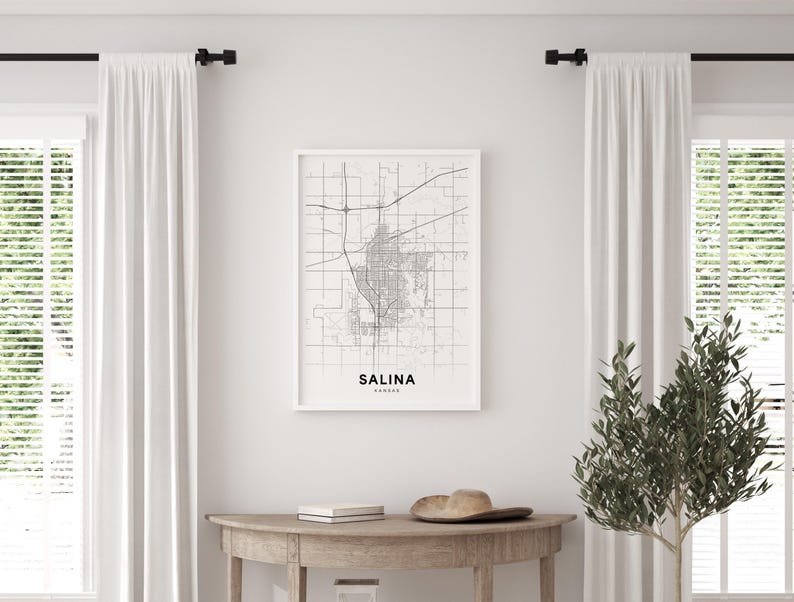Salina City Map Print, Salina Street Map Poster, Kansas Map Art, Street ...