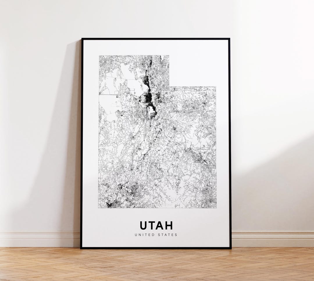 Utah Map Print, Utah State Map, Minimalist UT USA State Map Print Art ...
