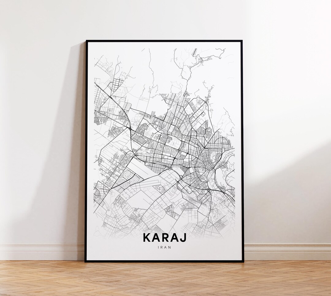 Karaj City Map Print, Karaj City Map Poster, Iran Map Art, Street Road ...