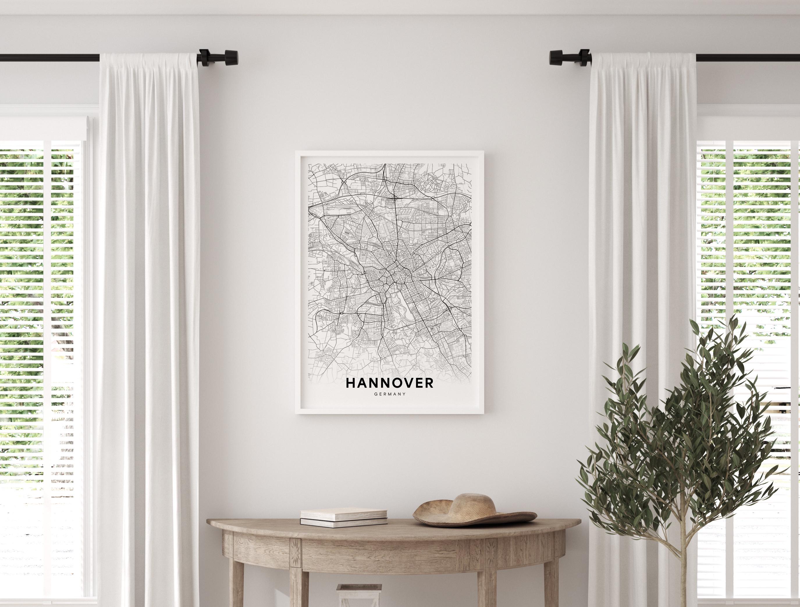 Hannover City Map Printable Wall Art, Minimalist Hannover Map Poster ...