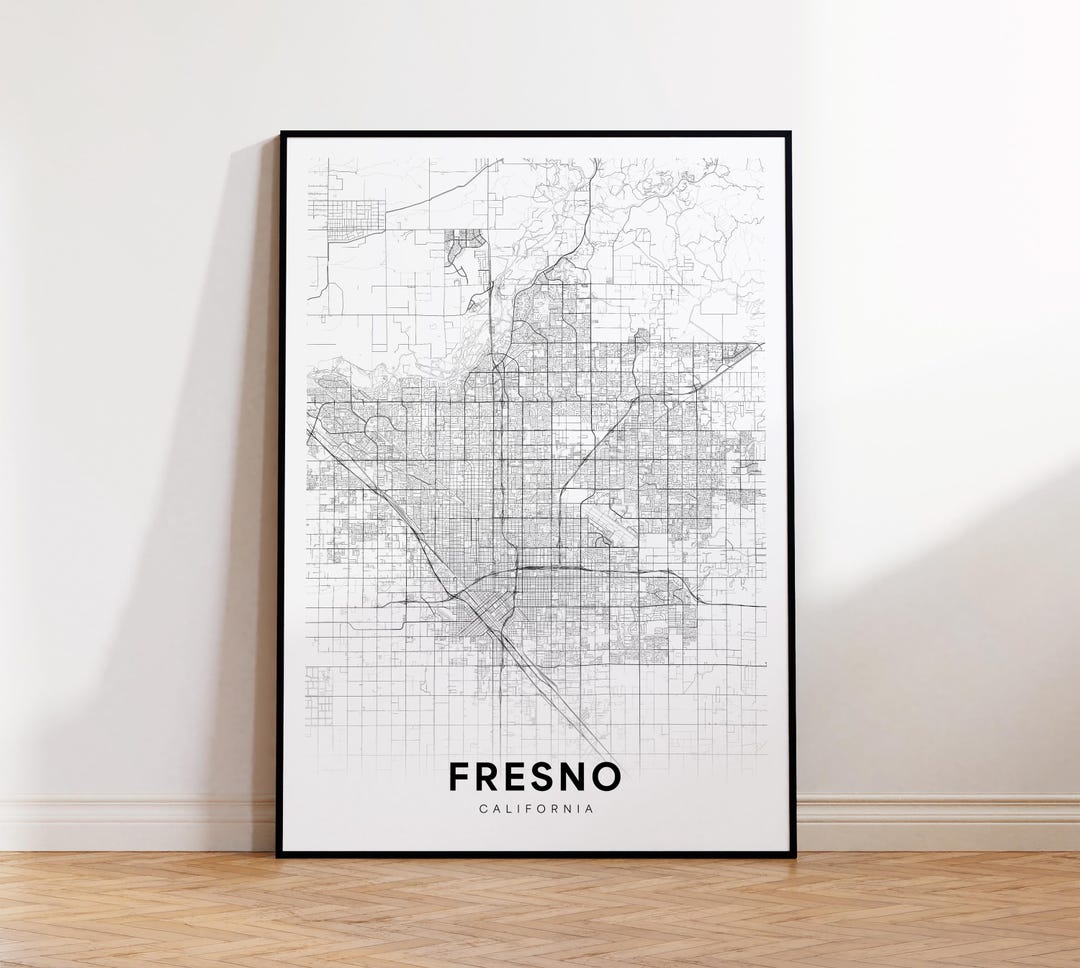 Fresno City Map, Fresno Street Map, California USA Map Poster, Modern ...