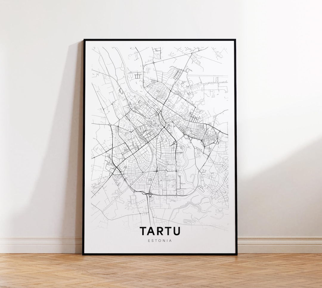 Tartu City Map, Tartu Map Print, Tartu Estonia Minimalist Map Poster ...