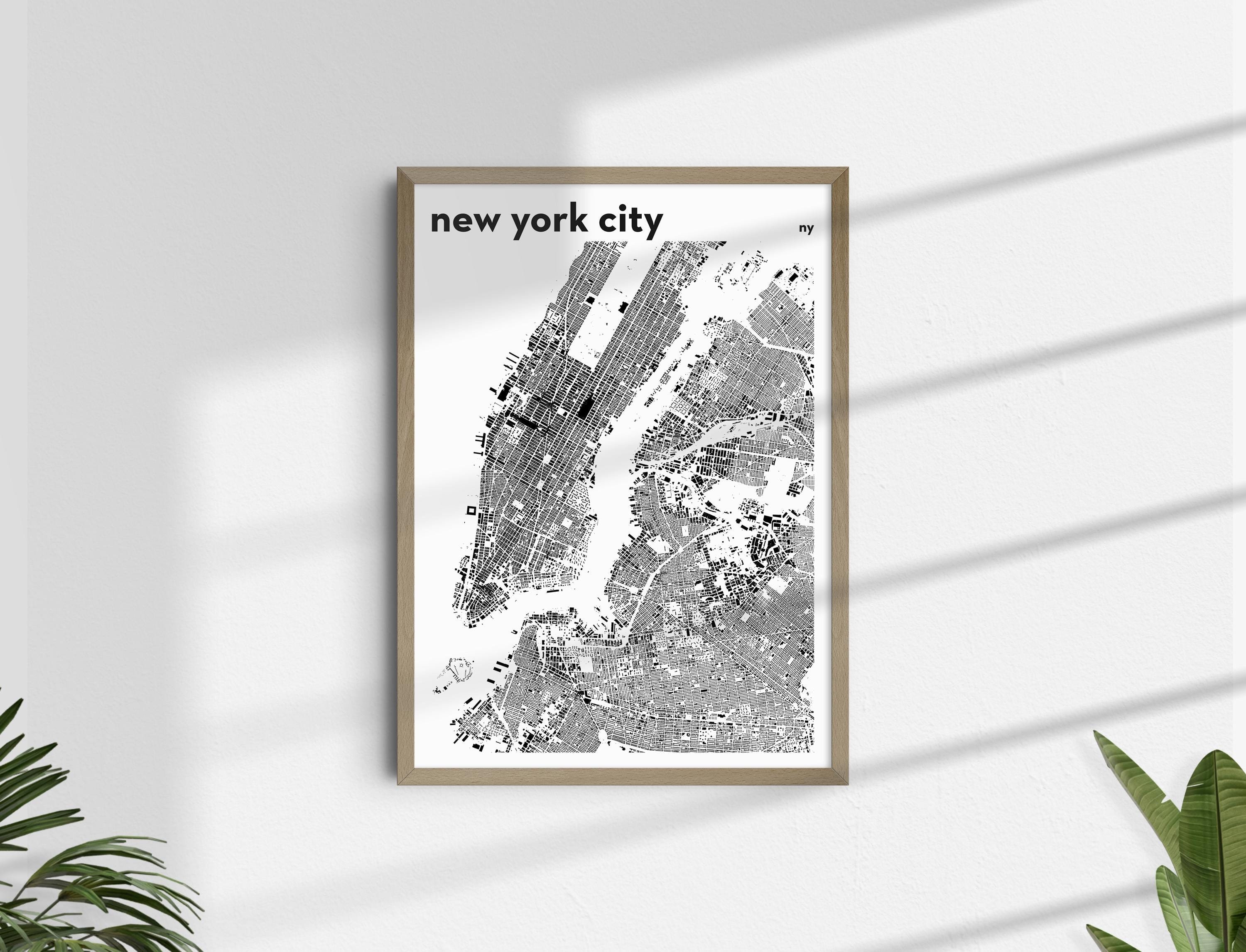 New York City Map, New York City Map Print, Minimalist City Map Wall ...
