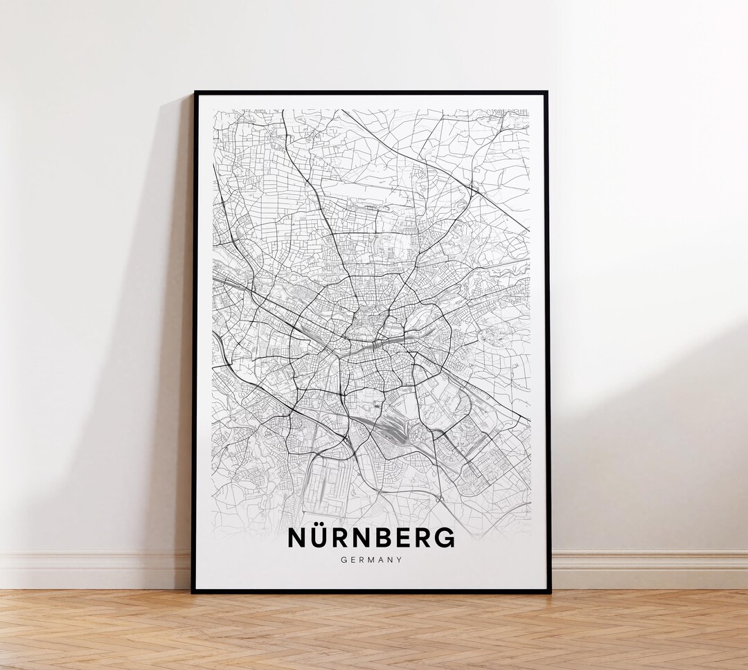 Nuremberg City Map Printable Wall Art, Minimalist Nürnberg Map Poster ...