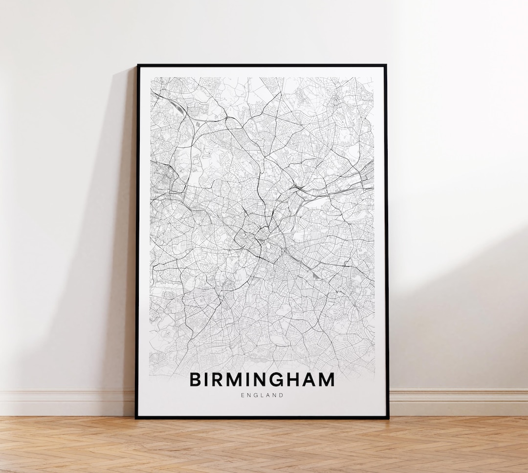 Birmingham City Map, Birmingham Map Print, Birmingham UK Minimalist Map ...
