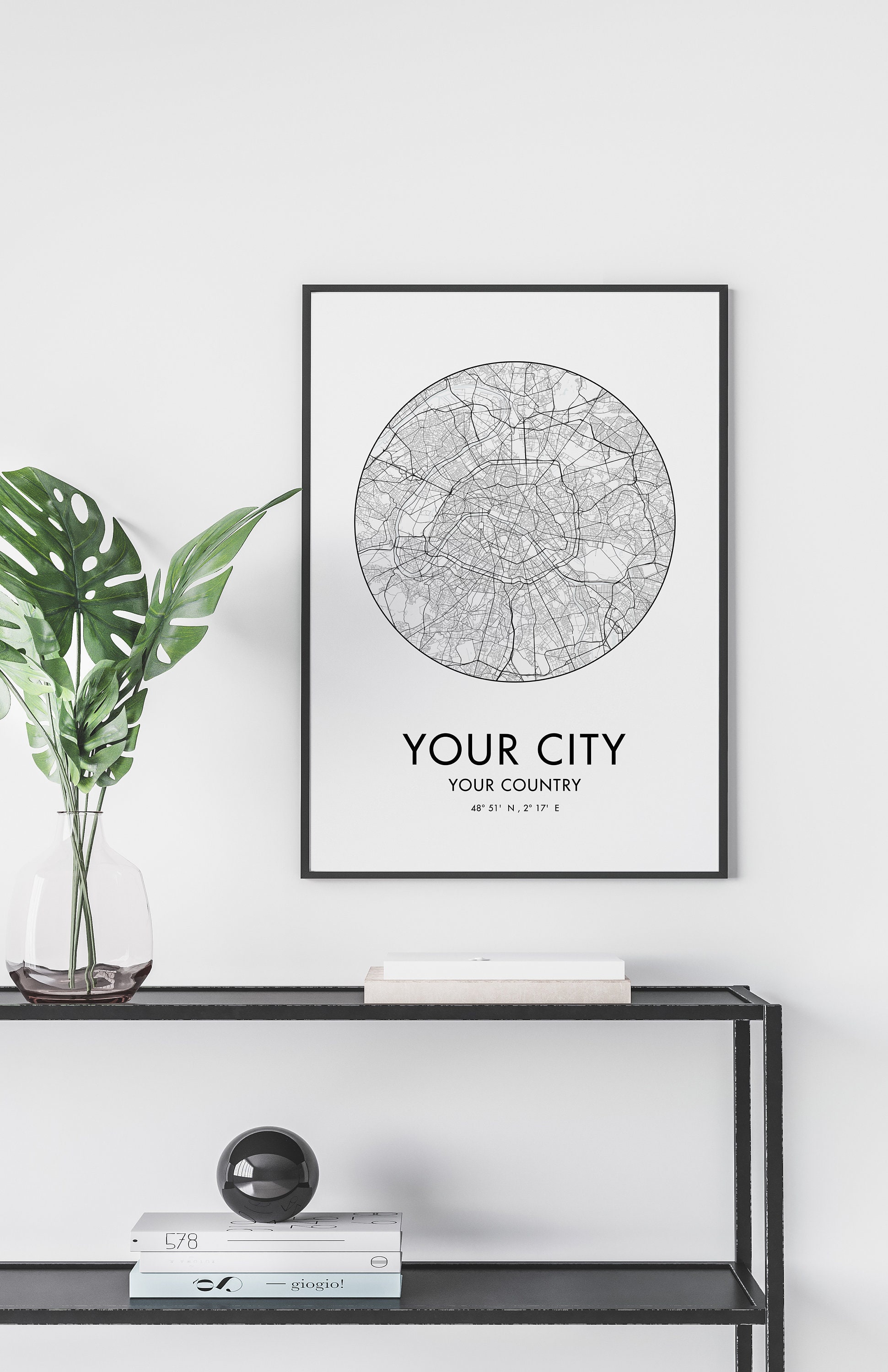 Custom City Map Print, Any City Print, Any Town, Personalized Map ...