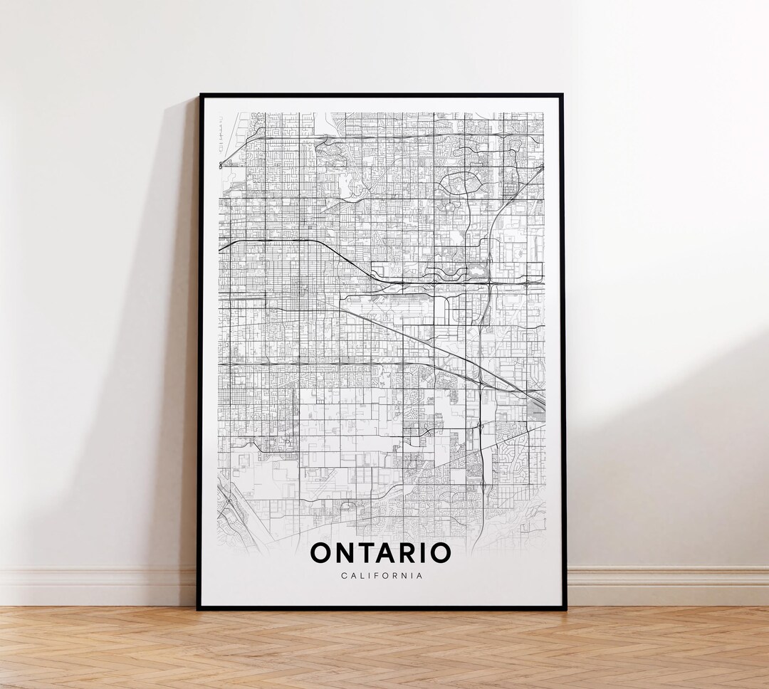 Ontario City Map Print, Ontario Street Map Poster, California Map Art ...