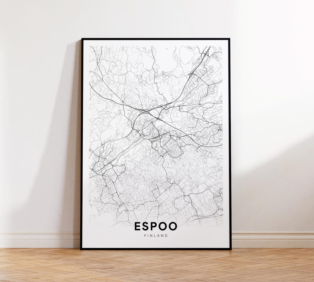 Espoo City Map, Espoo Street Map, Espoo Finland Modern Map Print, City ...