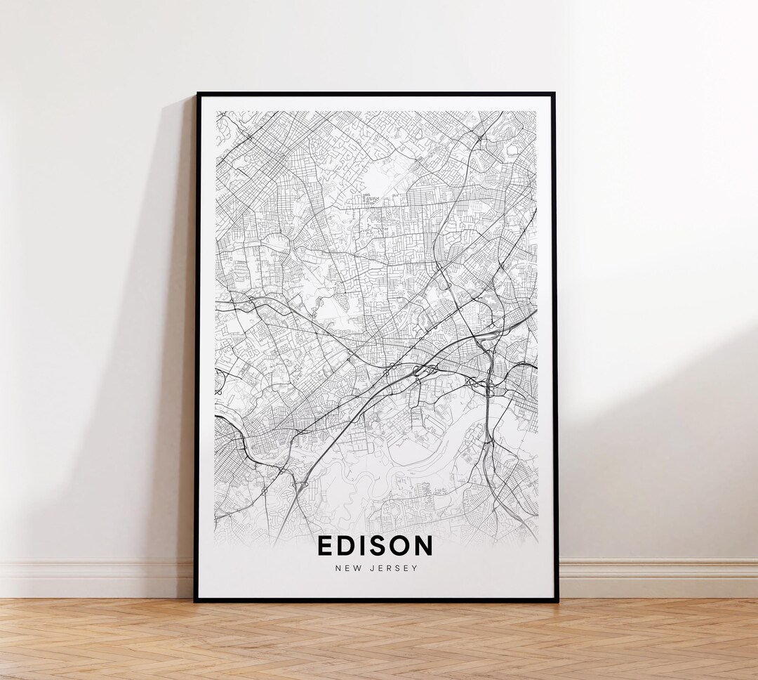 Edison City Map Poster, Edison NJ Street Map, New Jersey City Map Print ...