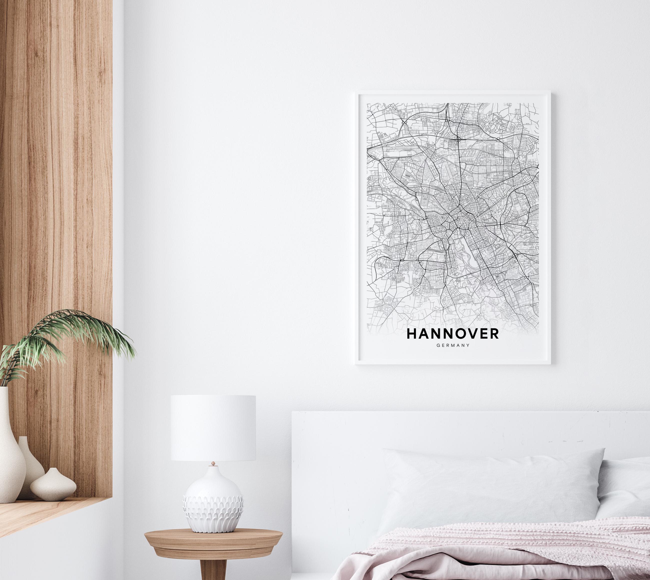 Hannover City Map Printable Wall Art, Minimalist Hannover Map Poster ...