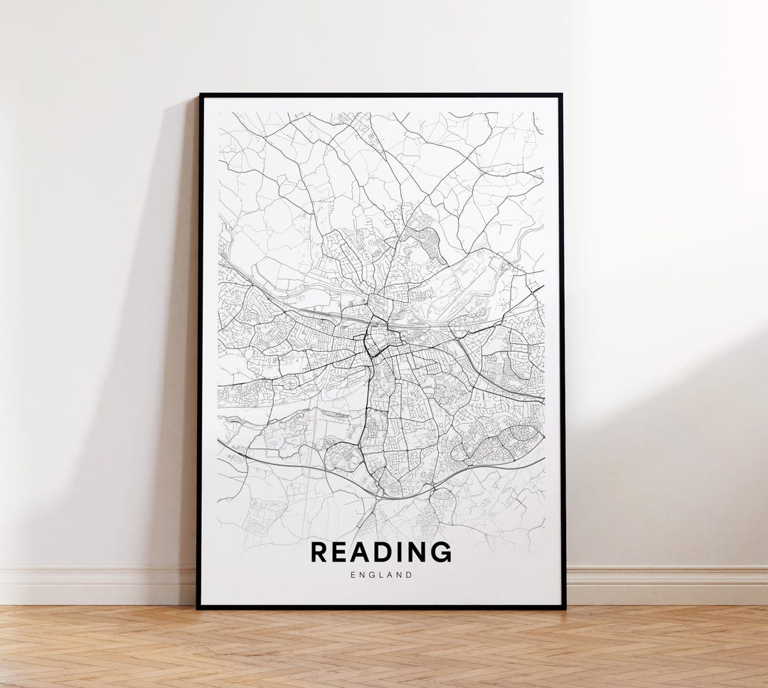 Reading City Map, Reading Map Print, Reading UK Minimalist Map Poster, City Map Decor, Printable ...