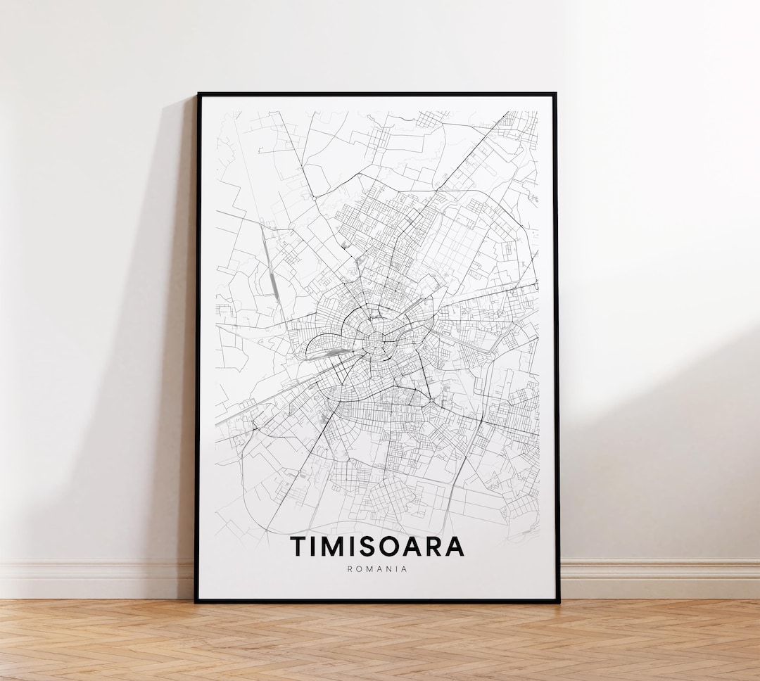 Timisoara City Map, Timisoara Street Map, Timișoara Romania Minimalist ...