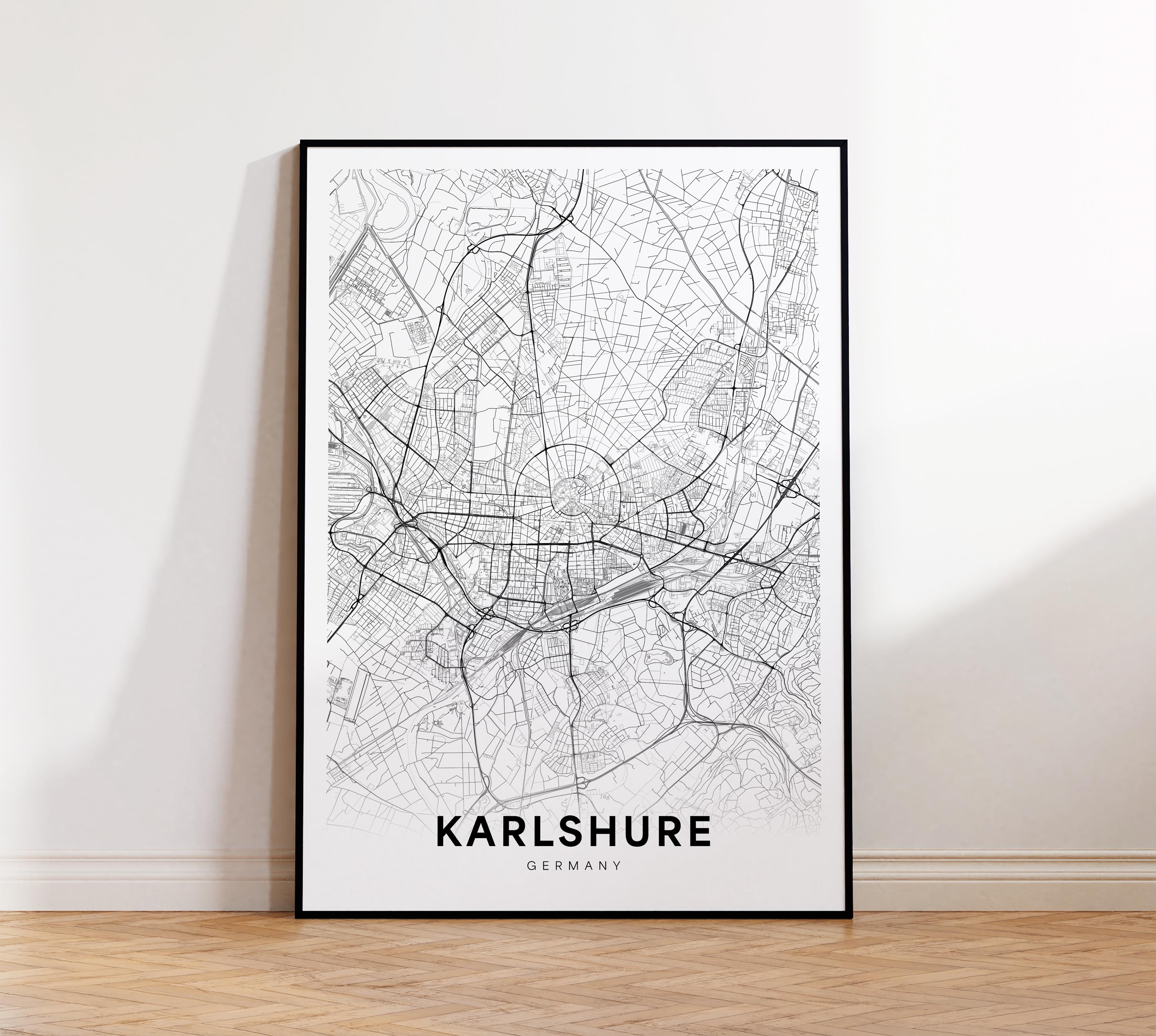 Karlsruhe City Map, Karlsruhe Street Map, Germany Modern Map Print ...