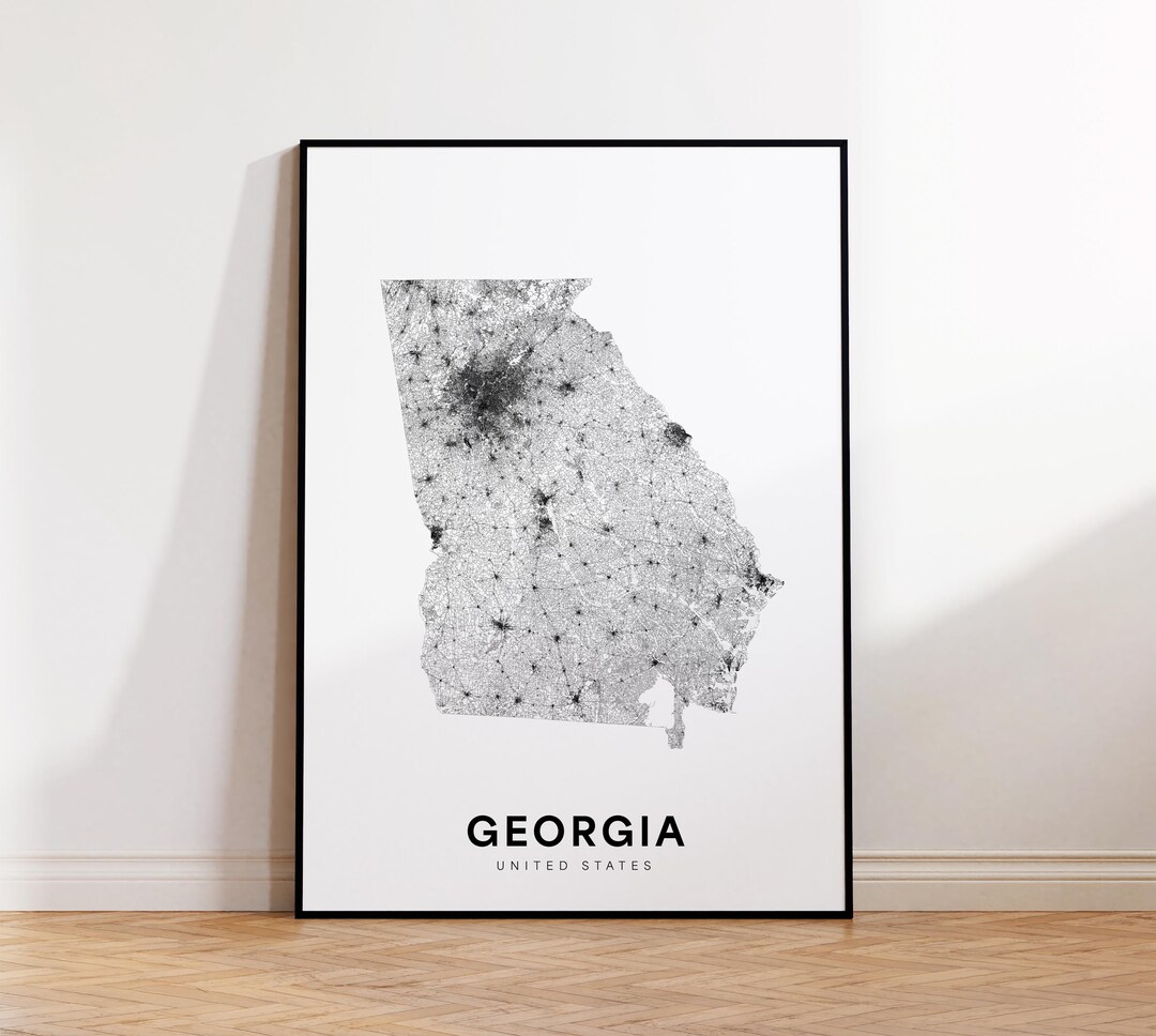 Georgia State Map Print, Georgia Map Poster, Printable Map of Georgia ...