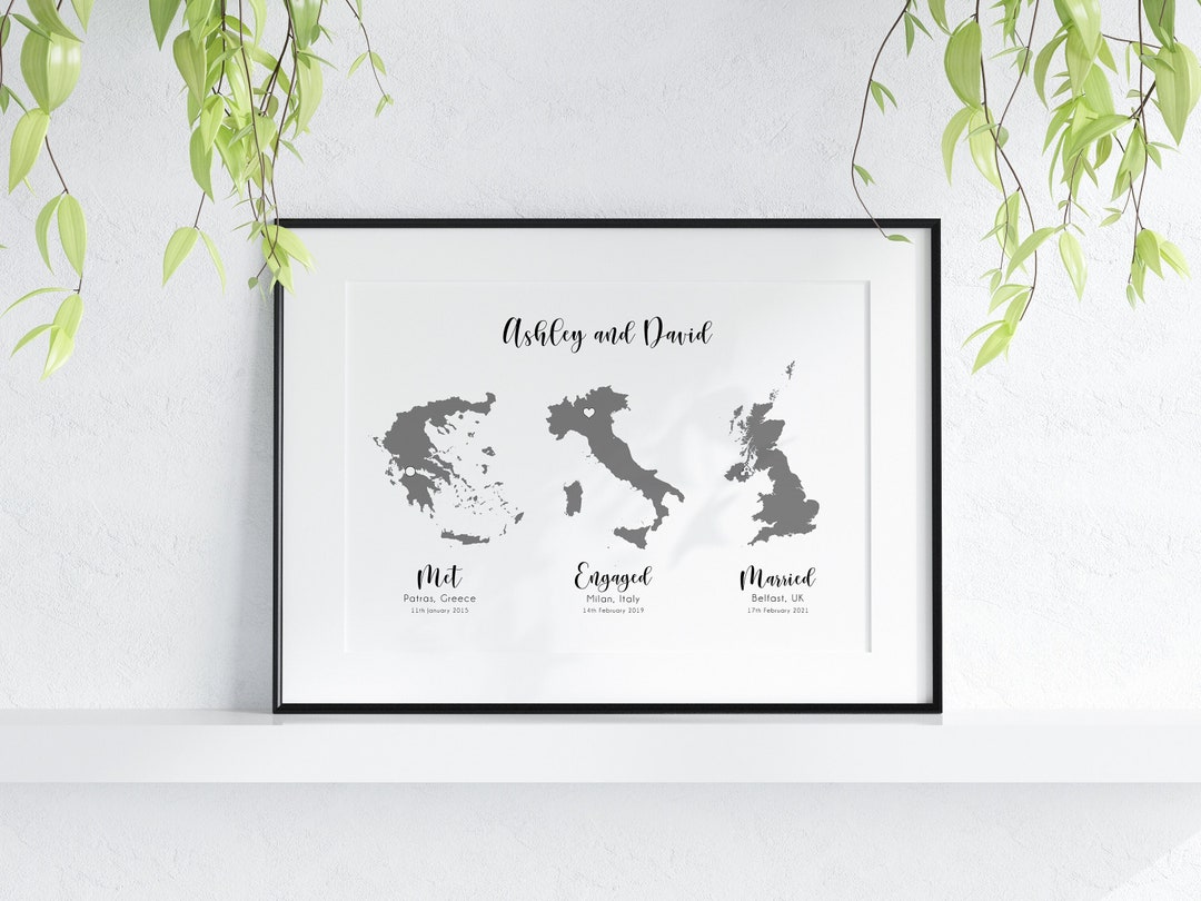 Custom State Map, Romantic Custom Map Print, Personalized Map ...