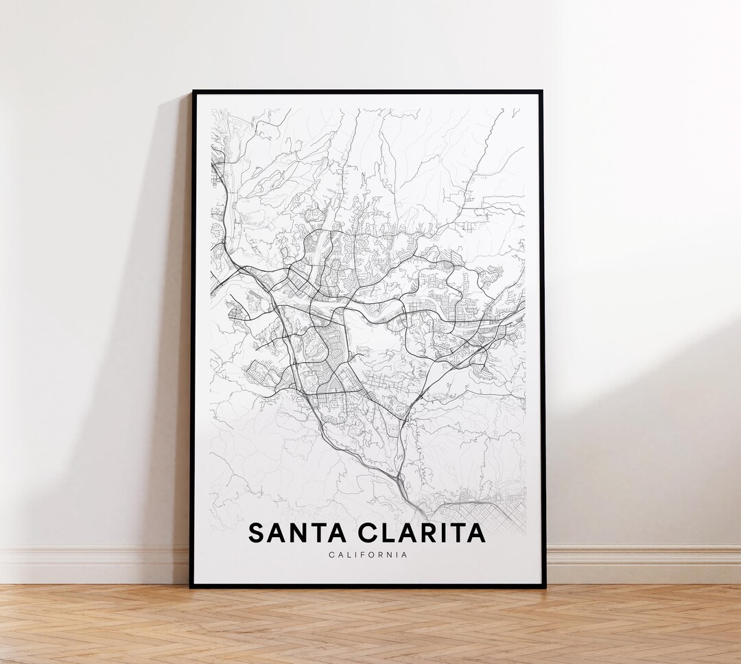 Santa Clarita City Map Poster, Santa Clarita CA Street Map, California ...