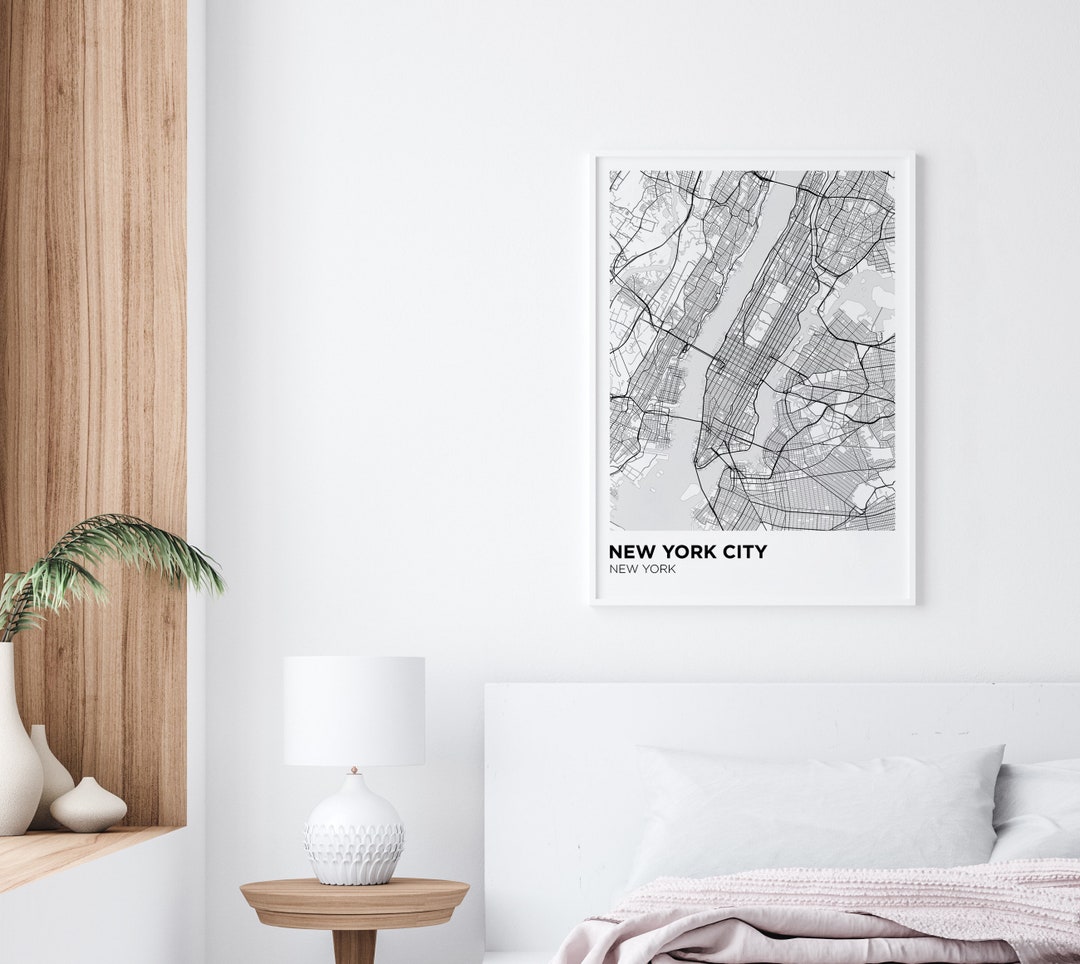 New York City Map, New York Wall Art, NYC Map, US Cities, NYC Digital ...