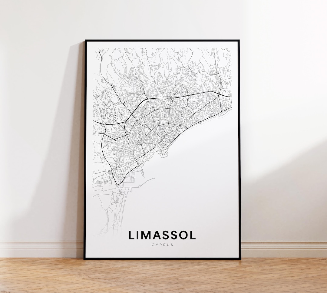 Limassol City Map, Limassol Map Print, Limassol Cyprus Minimalist Map ...