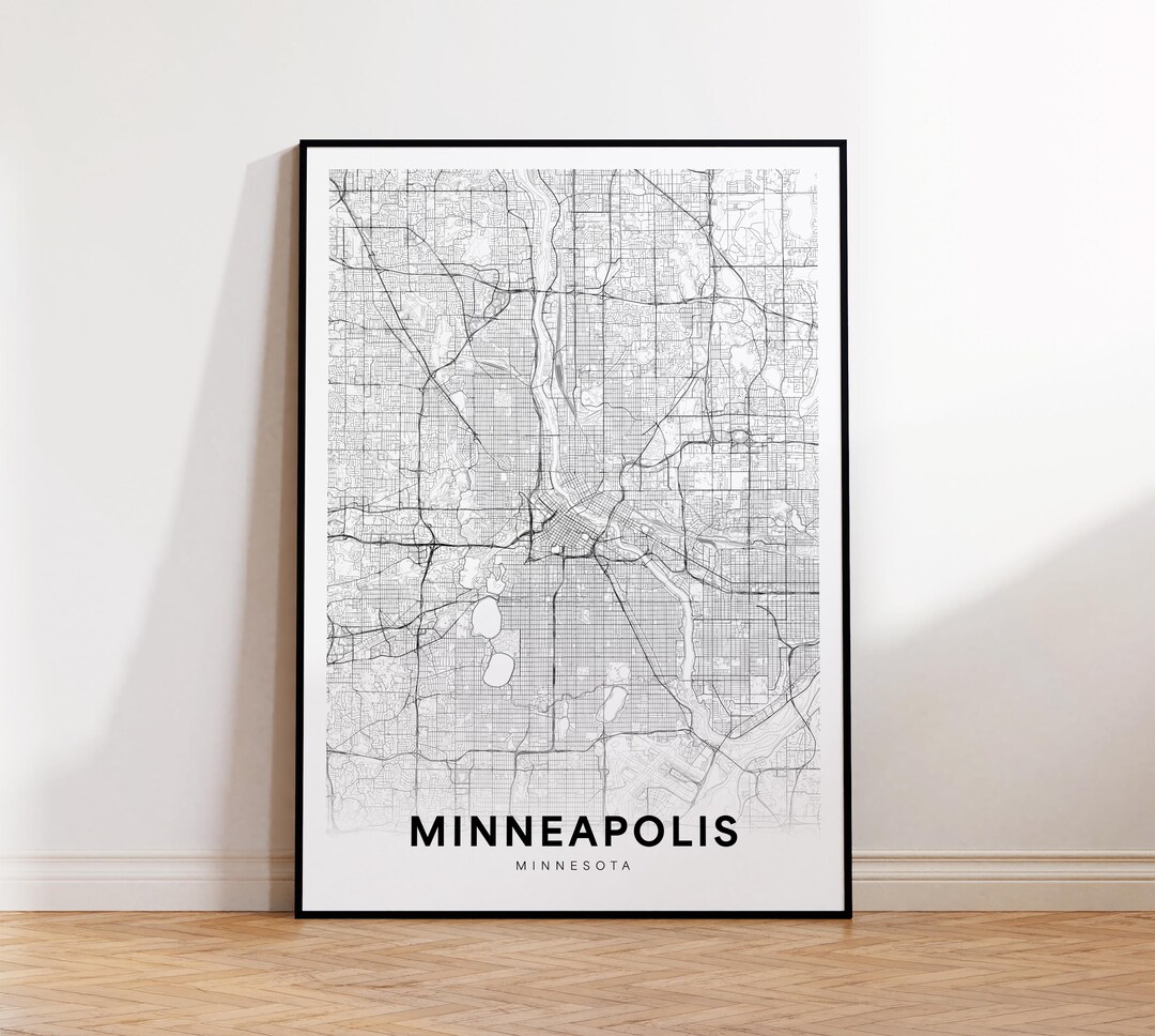Minneapolis City Map Poster, Minneapolis MN Street Map, Minnesota City ...