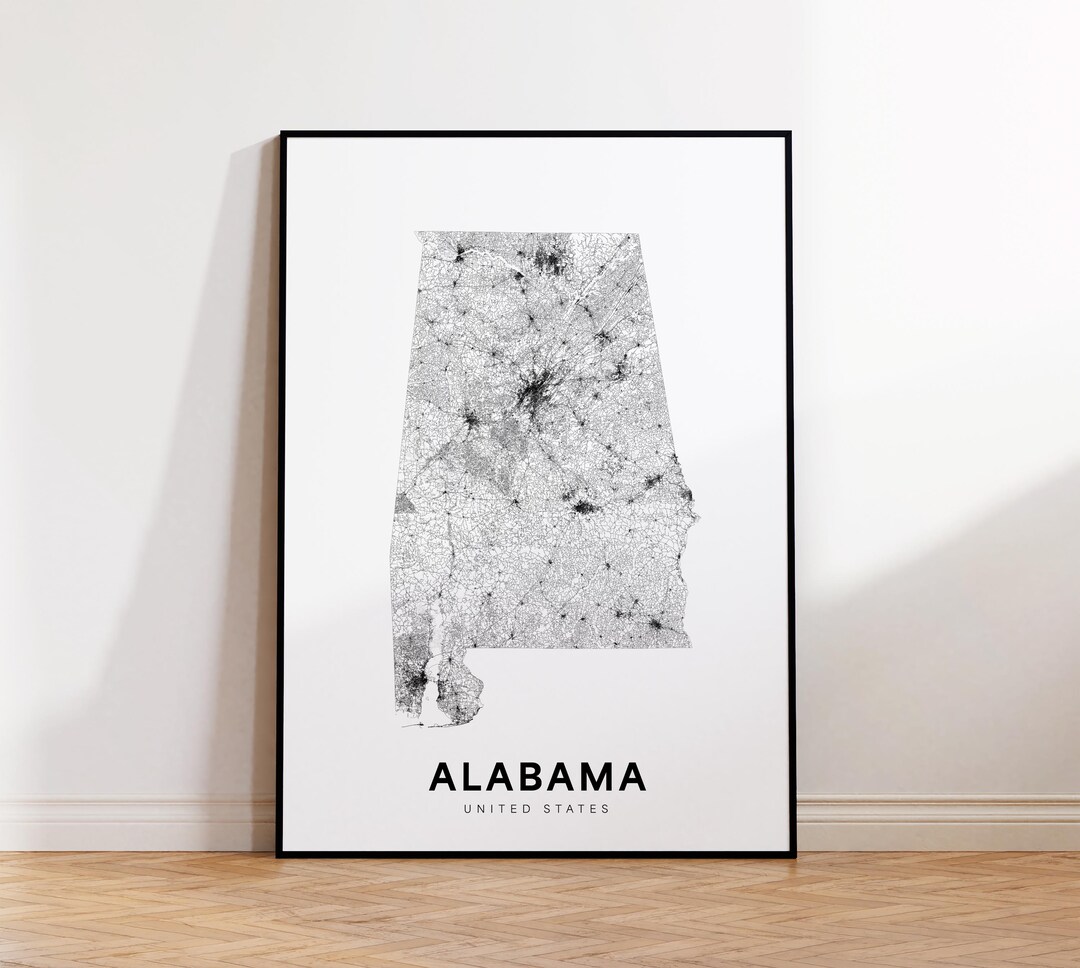 Alabama State Map Print, Alabama Map Poster, Printable Map of Alabama ...