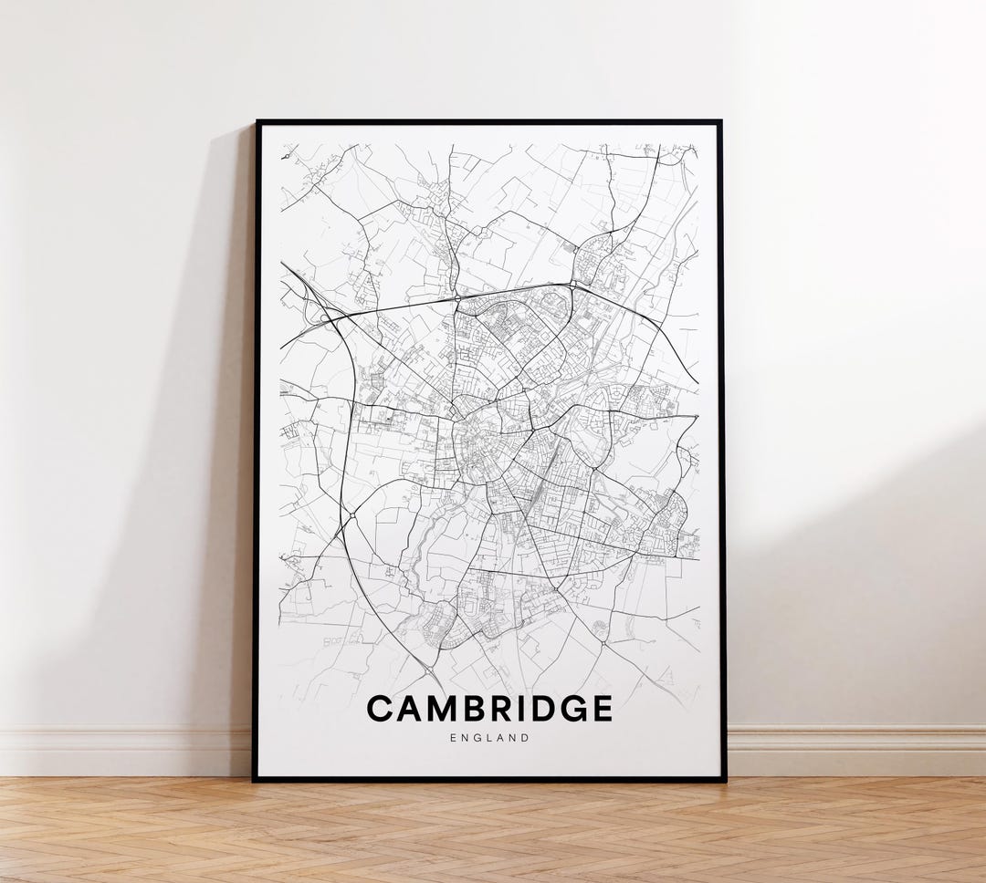 Cambridge City Map, Cambridge Map Print, Cambridge UK Minimalist Map ...