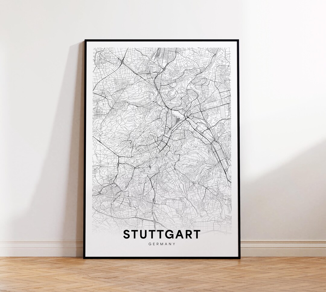 Stuttgart City Map Printable Wall Art, Minimalist Stuttgart Map Print ...
