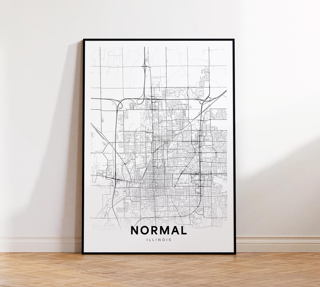 Normal City Map Print, Normal Street Map Poster, Illinois Map Art ...