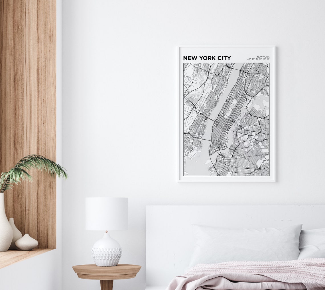 New York Street Map Art, New York City Map, NYC Love, US Cities, Large ...