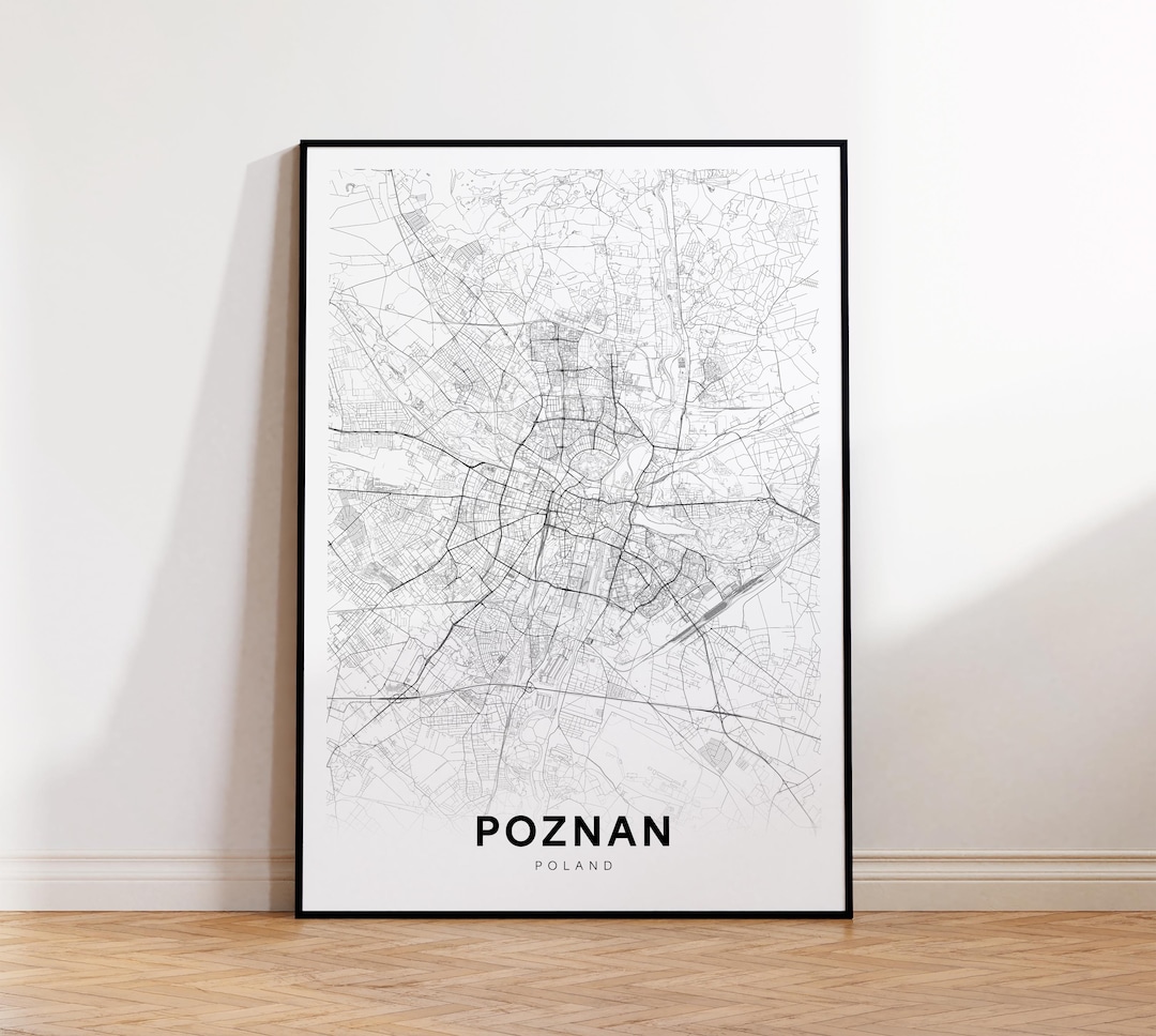 Poznan City Map, Poznań Poland Wall Art, Minimalist Map Print, Modern ...