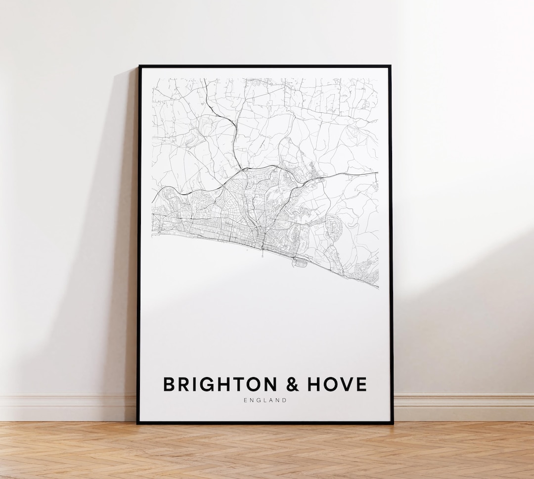 Brighton & Hove City Map, Brighton and Hove Map Print, Brighton Hove UK ...