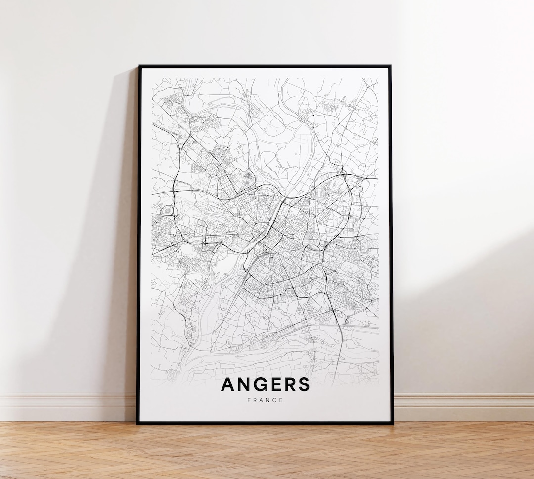 Angers City Map, Angers Street Map, Angers France Modern Map Print ...