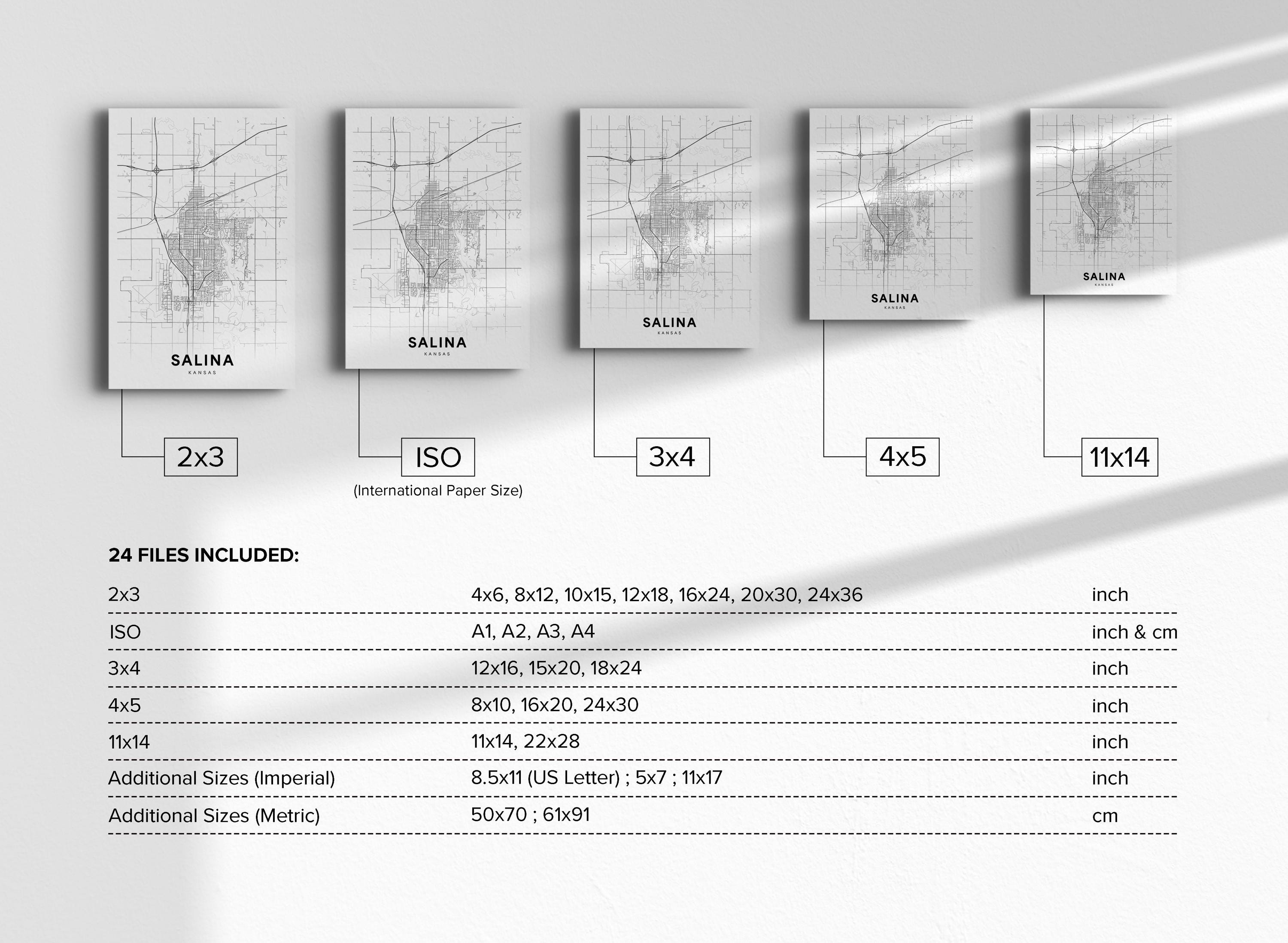 Salina City Map Print, Salina Street Map Poster, Kansas Map Art, Street ...