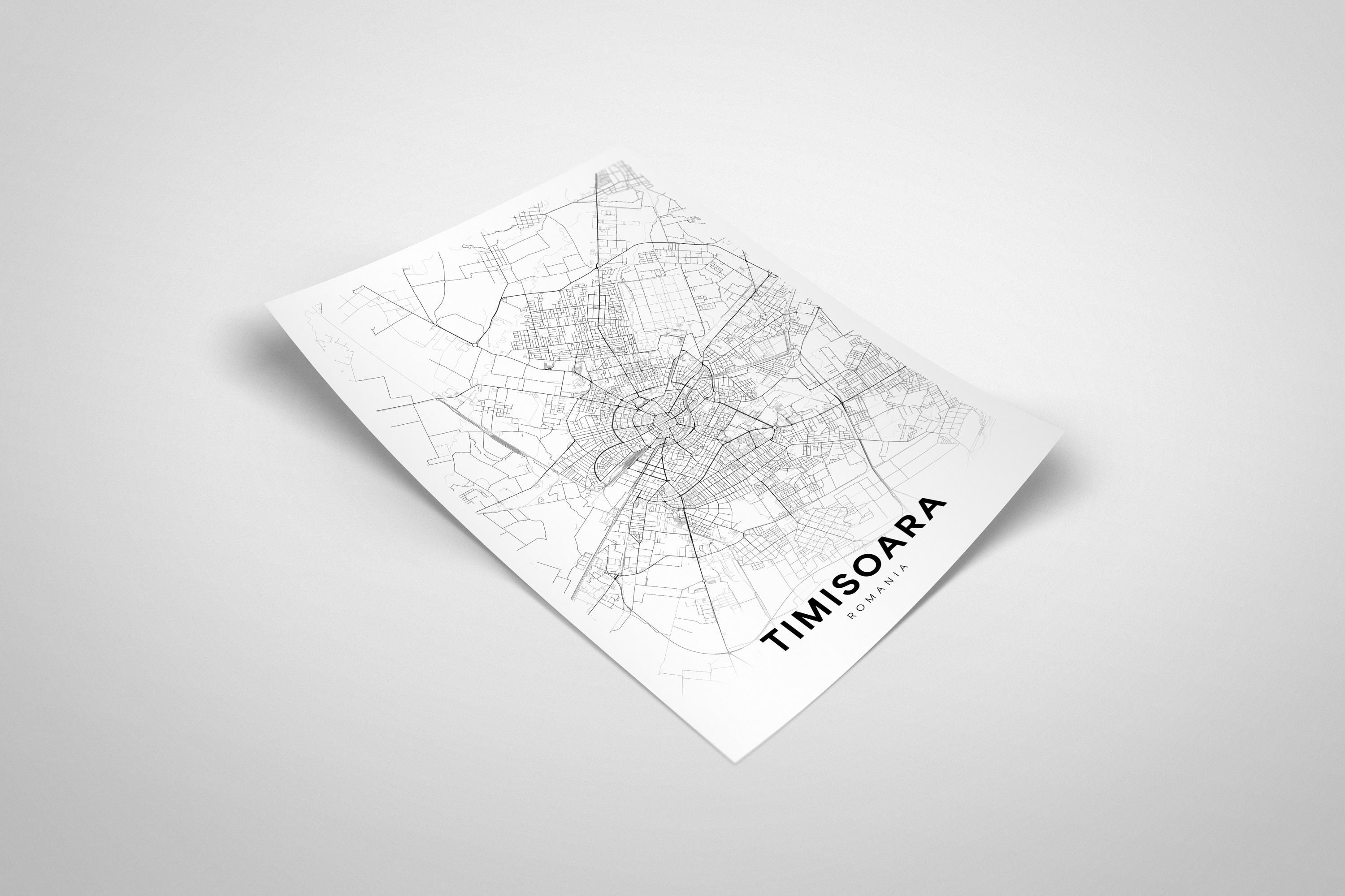 Timisoara City Map, Timisoara Street Map, Timișoara Romania Minimalist ...