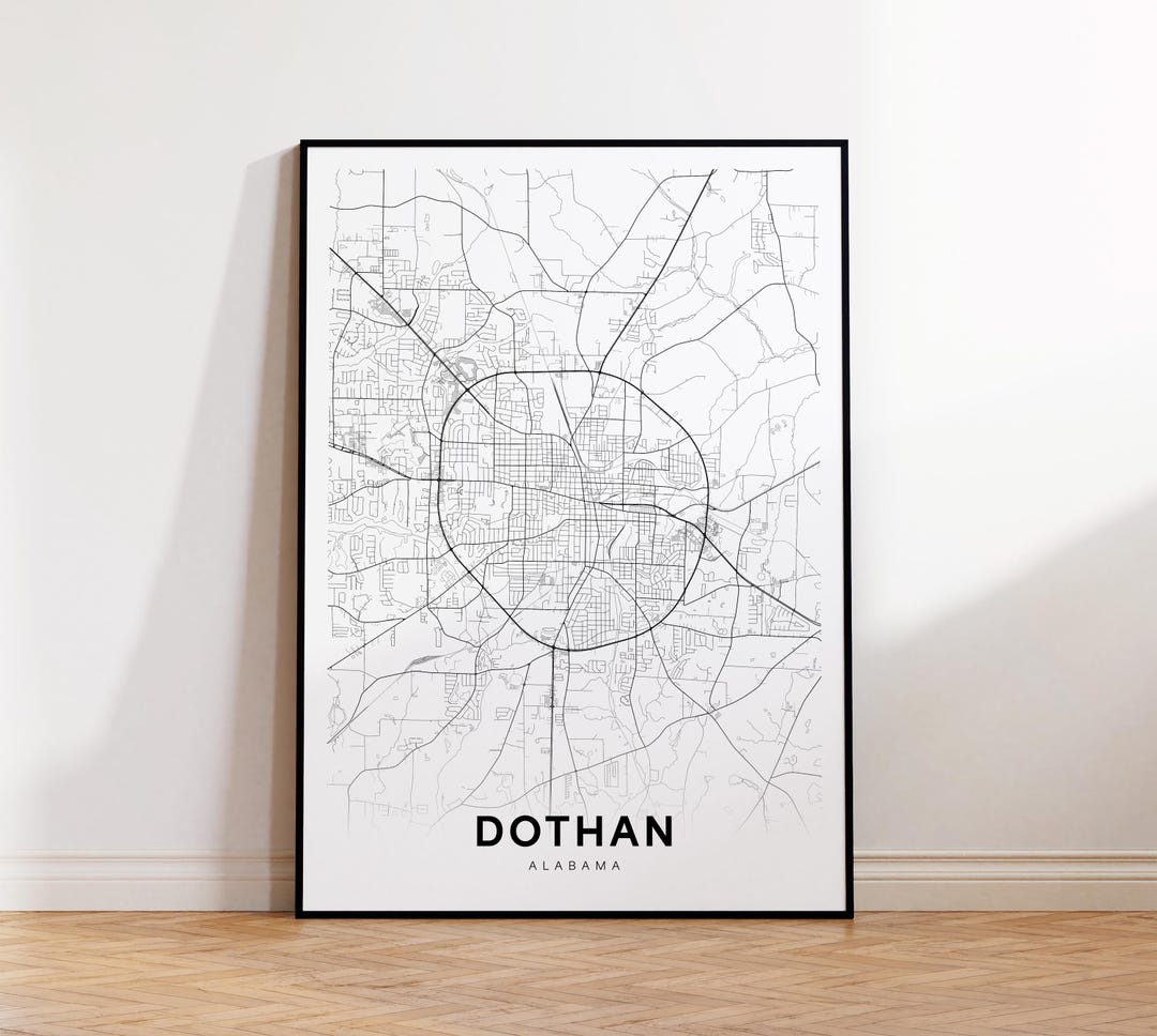 Dothan City Map Print, Dothan Street Map Poster, Alabama Map Art ...