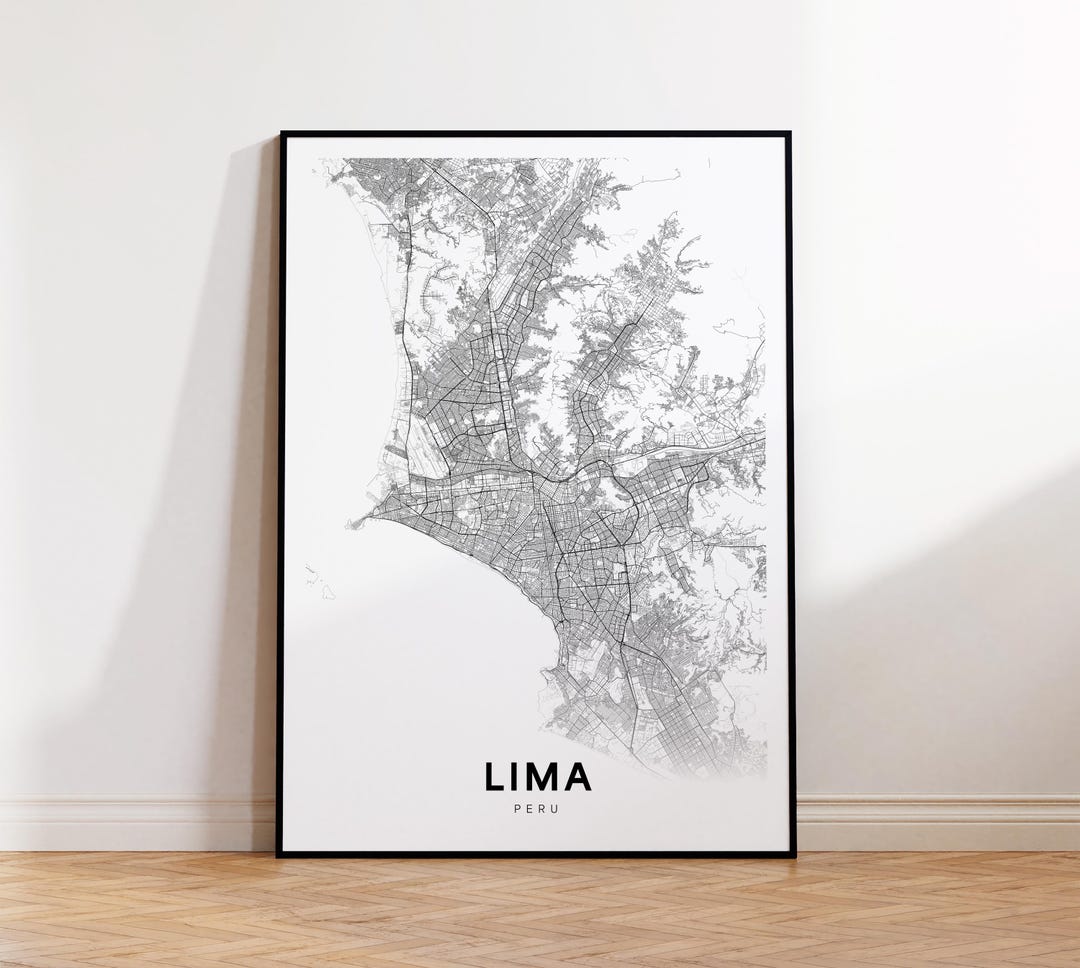 Lima City Map Print, Lima Street Map Poster, Peru Map Art, Street Road ...
