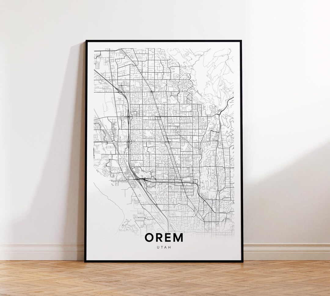 Orem City Map Print, Orem Street Map Poster, Utah Map Art, Street Road ...