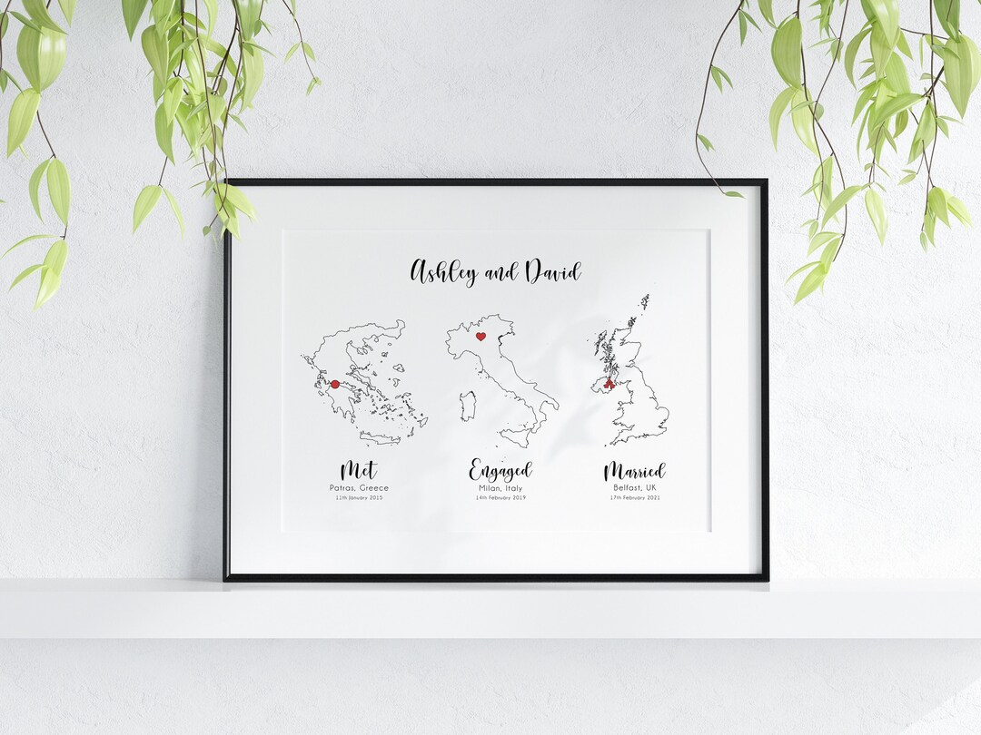 Engagement Gift for Couple, Custom Love Map Print, Wedding Gift, Love ...