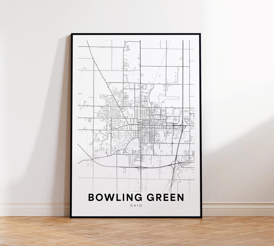 Bowling Green City Map Print, Bowling Green Street Map Poster, Ohio Map ...