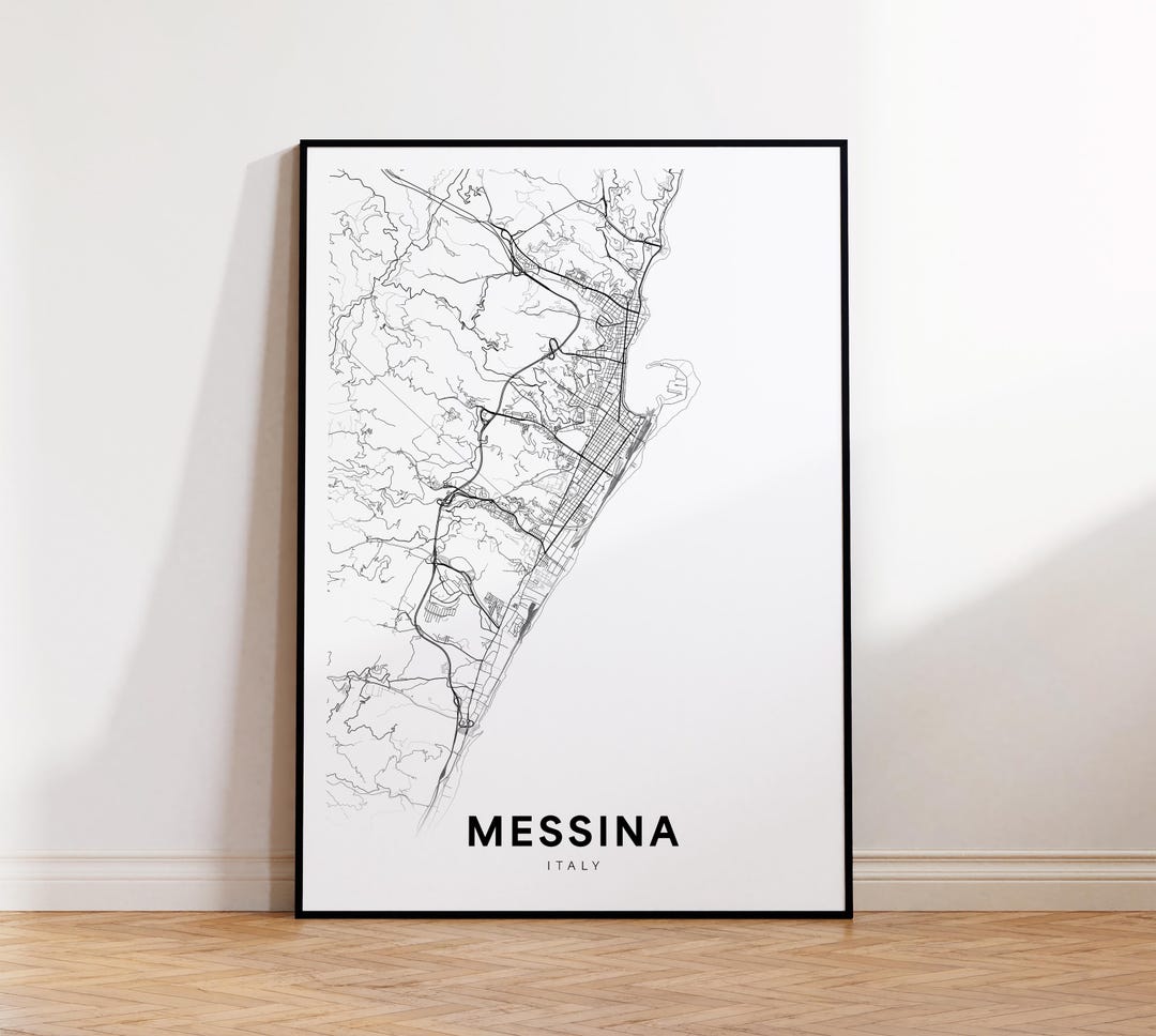 Messina City Map, Messina Street Map, Messina Italy Modern Map Print ...