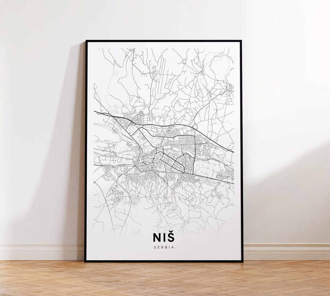 Nis City Map, Nis Street Map, Nis Serbia Modern Map Print, City Map ...