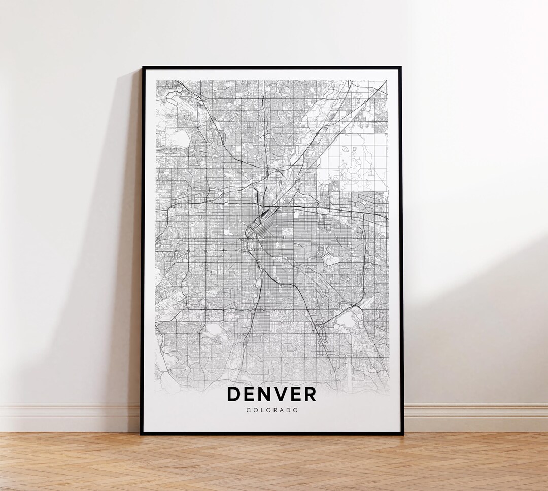 Denver CO City Map, Denver Street Map, Colorado USA Map Poster, Modern ...