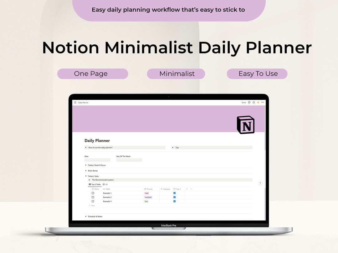 Daily Planner Notion, Notion Dashboard, Notion Templates, Aesthetic ...