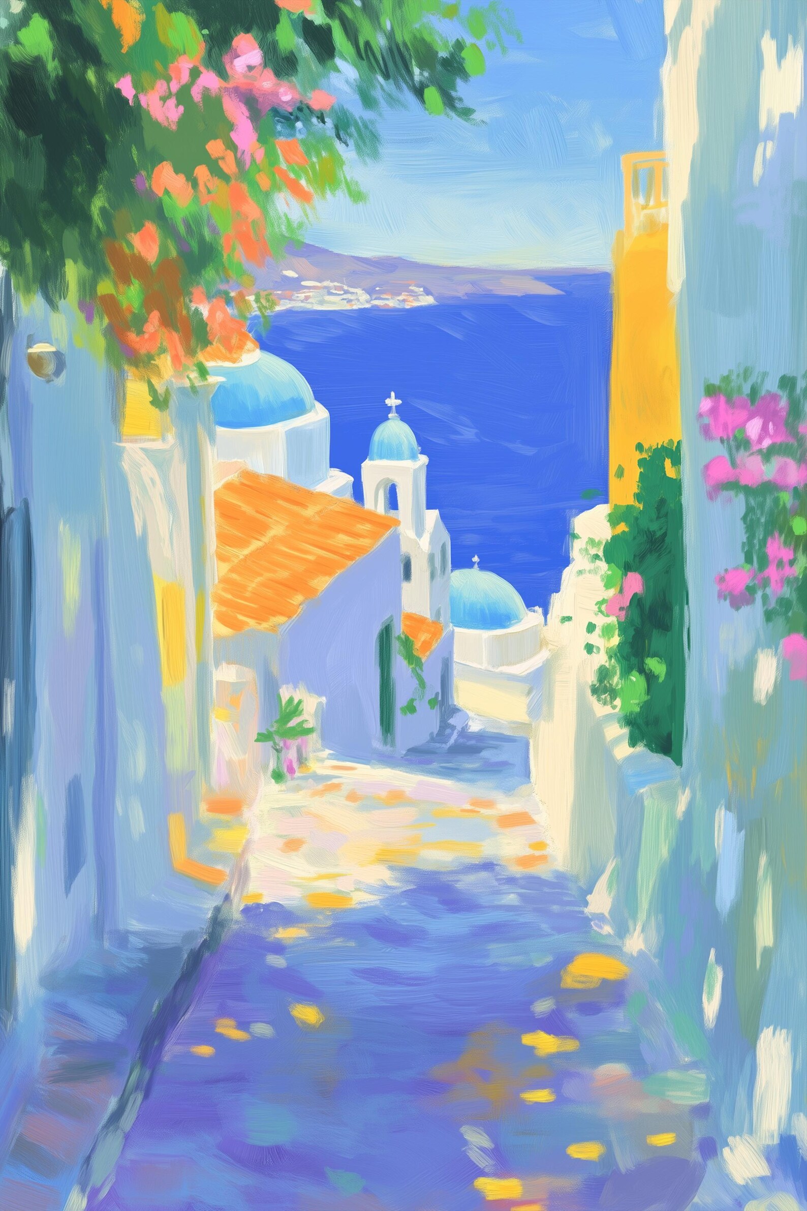 Santorini Streets Digital Print | Modern Wall Art | Home Decor ...