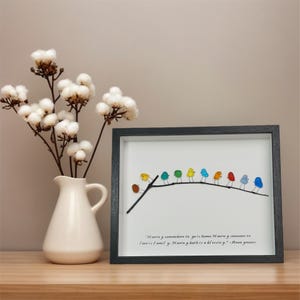 Personalized Sea Glass Rainbow Birds Art: Framed Family Tree Decor - Etsy